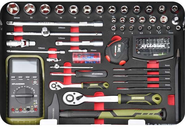 XHANDER 68962226 gereedschapsset elektro in aluminium koffer, 142-delig ...