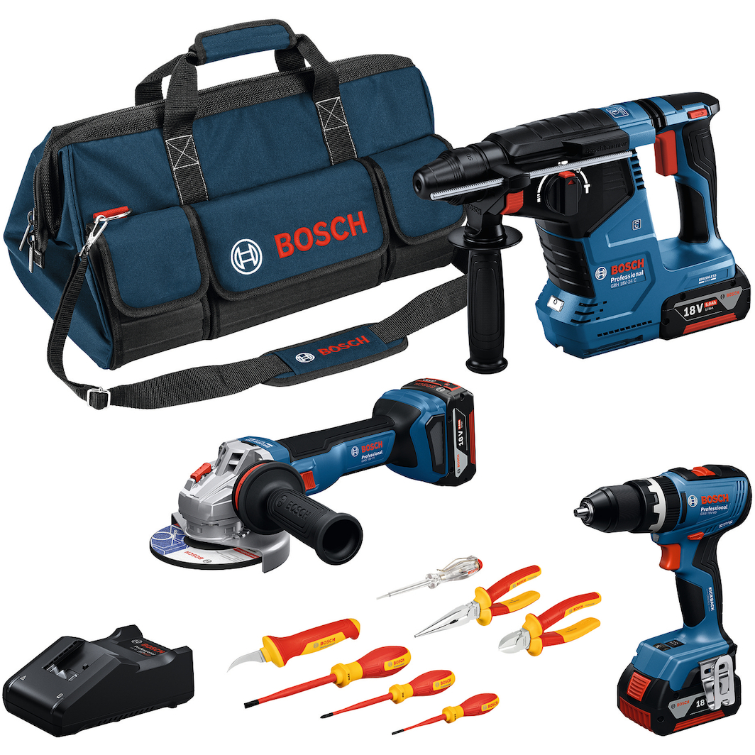 BOSCH 0615A5007H Ensemble de machines sans fil 18V 3 pièces GSB+GWS+GBH ...