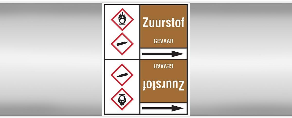 BRADY N005506 leidingmerker voor zuurstof, met pictogram 33 m x 127 mm ...