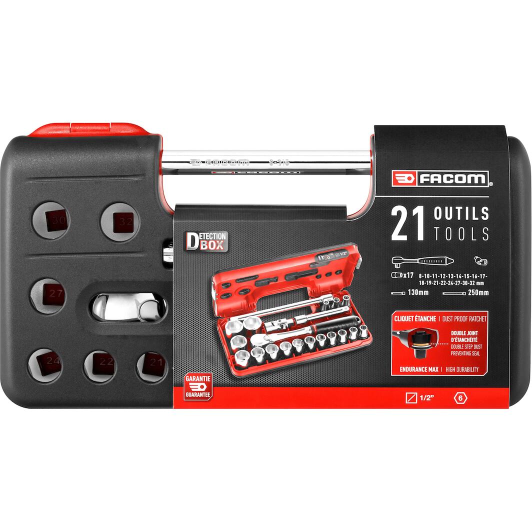 FACOM SL.DBOX1PB socket set with dustproof ratchet 1/2" hexagon in ...