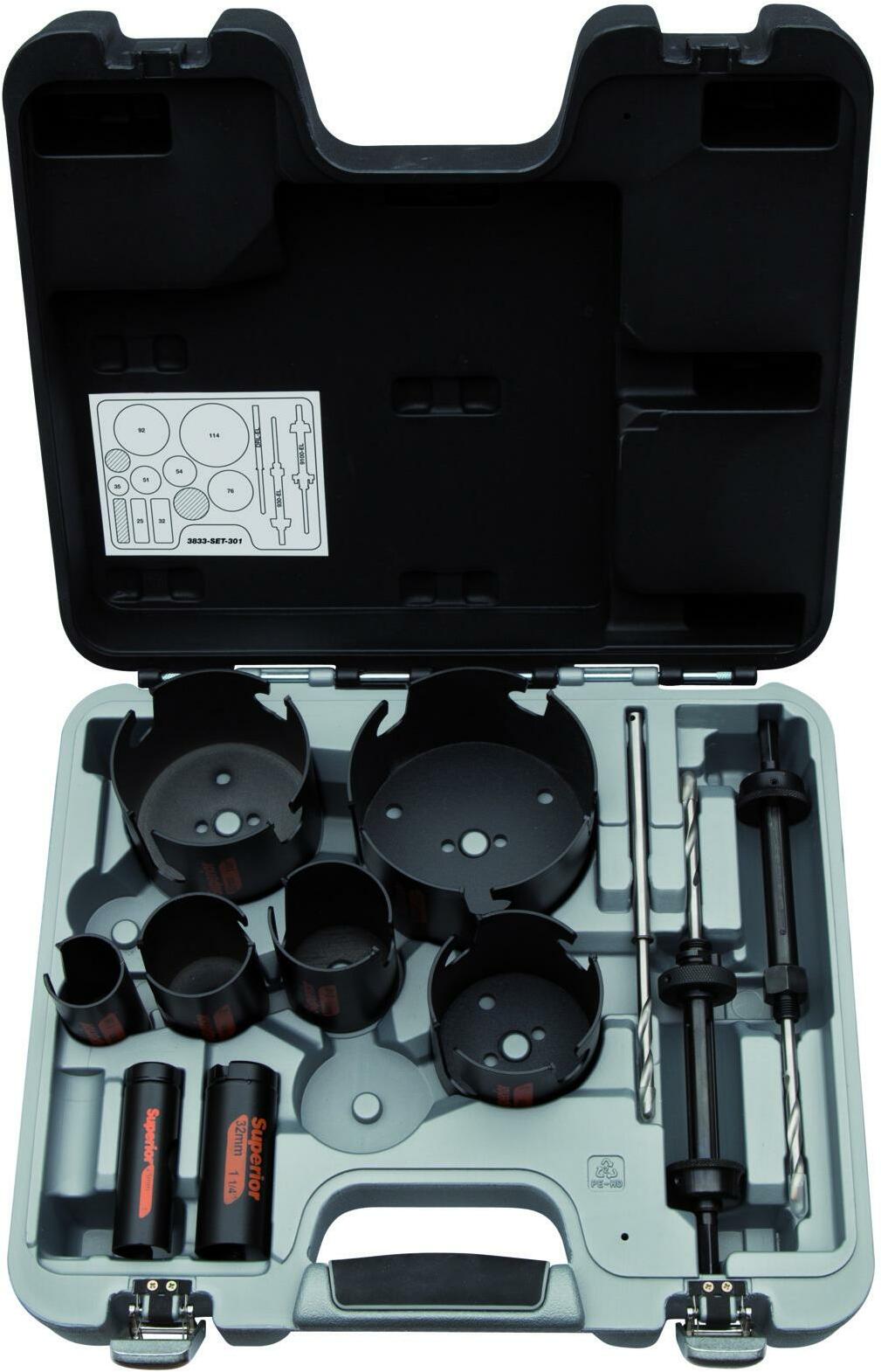 BAHCO 3833-SET-301 hole saw set Superior multi-construction for wood ...