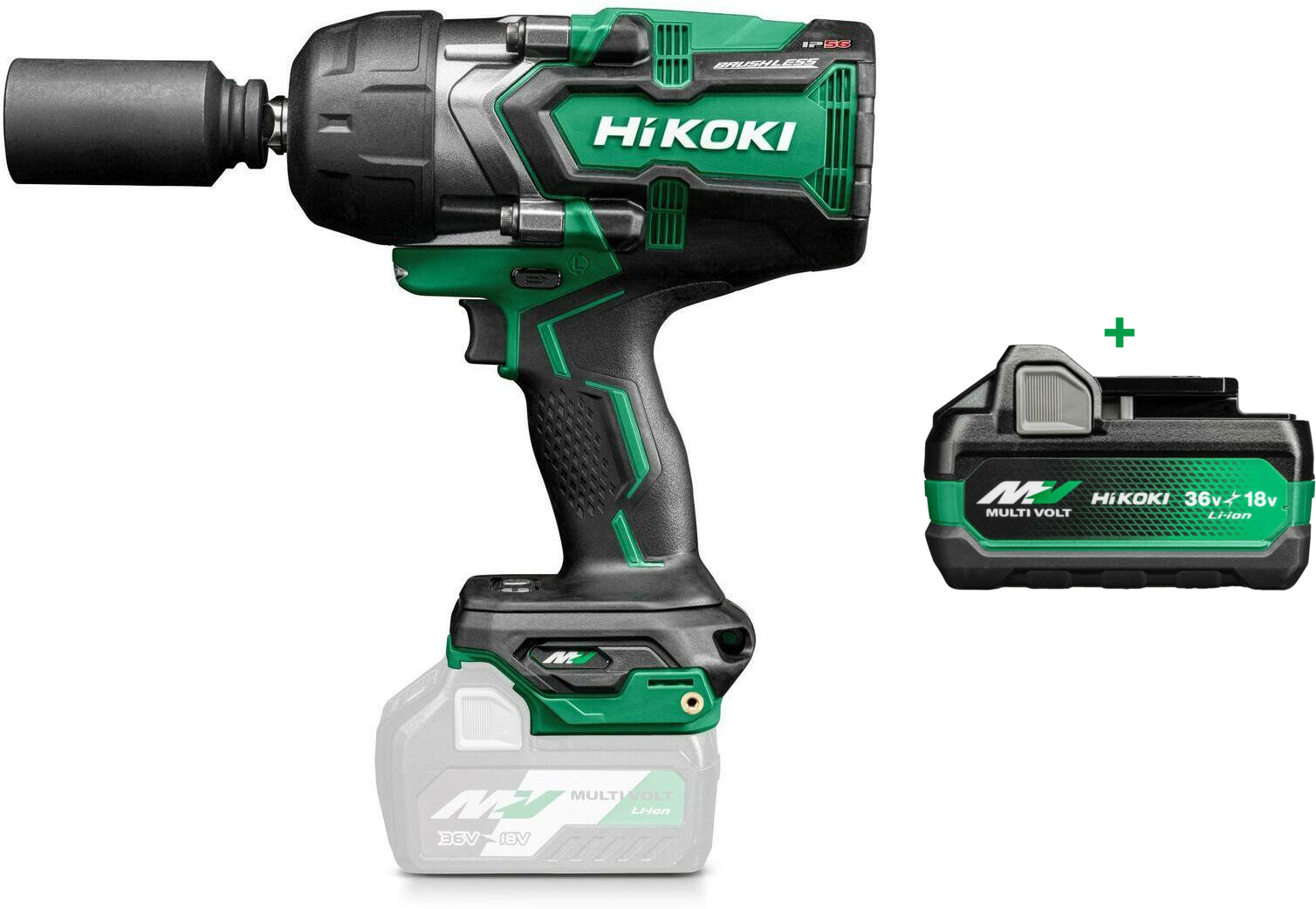 HIKOKI WR36DGW4Z 36V accu-slagmoeraanzetter 1.400 Nm-2.000 Nm 1/2" in doos (zonder accu en lader)