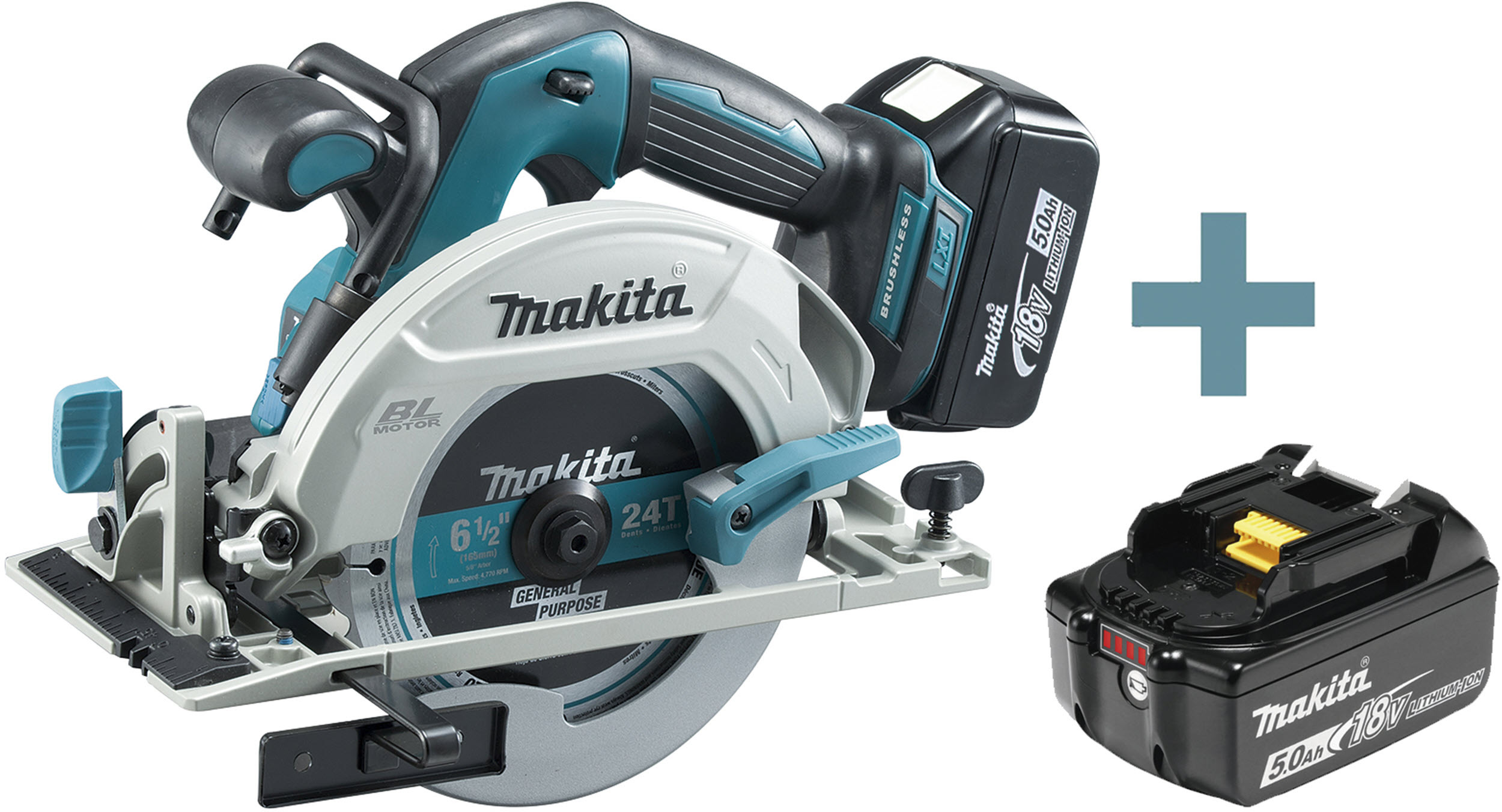 MAKITA DHS680RTJ 18V LXT accu-cirkelzaag 57mm 165mm in MAKPAC (2x 5,0Ah accu + lader) | Klium