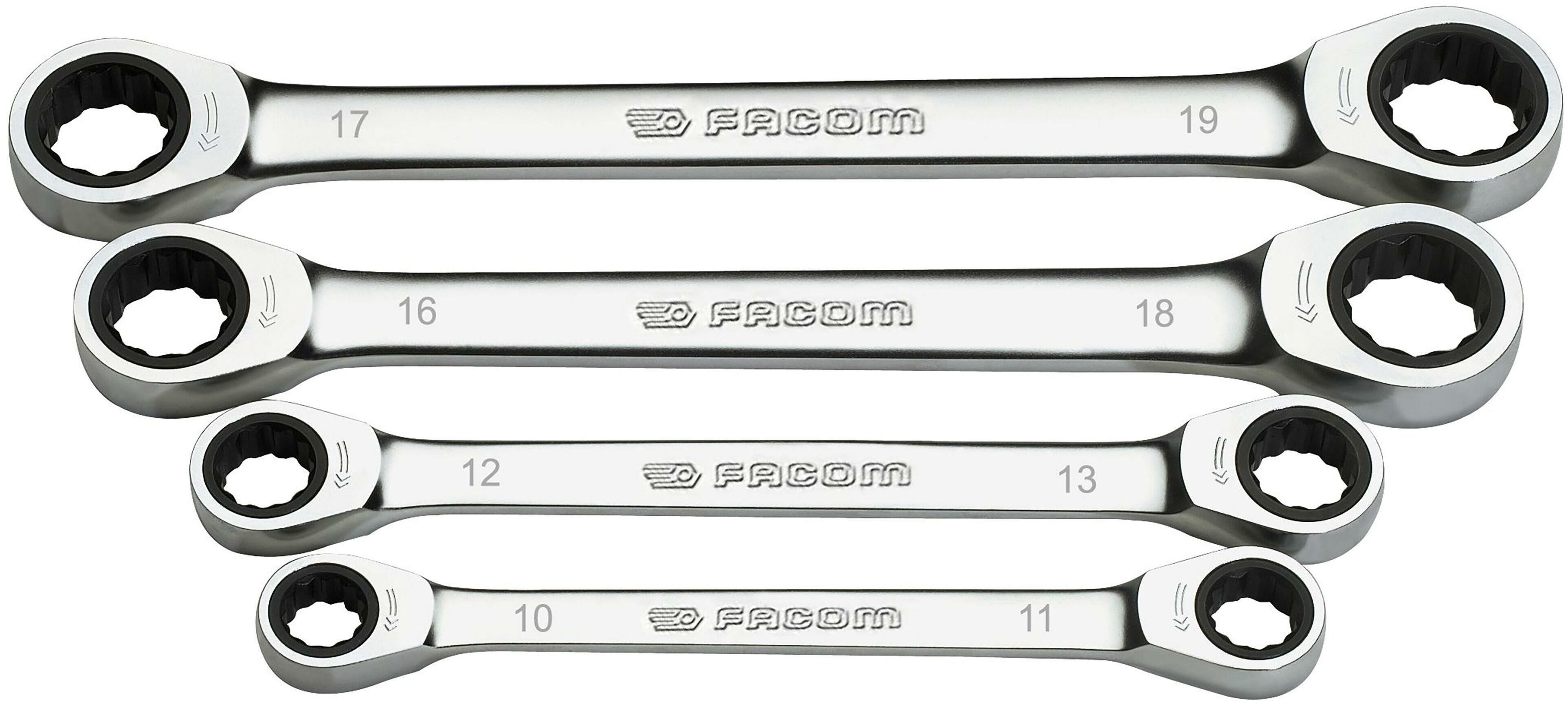 FACOM 64.J4 straight ratchet wrench set metric and inch sizes 4-piece ...