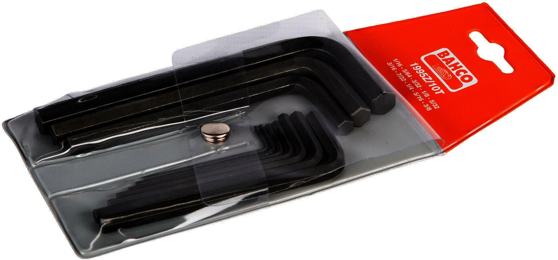 BAHCO 1995Z/10T stiftsleutelset zeskant gefosfateerd inch-maten in ...