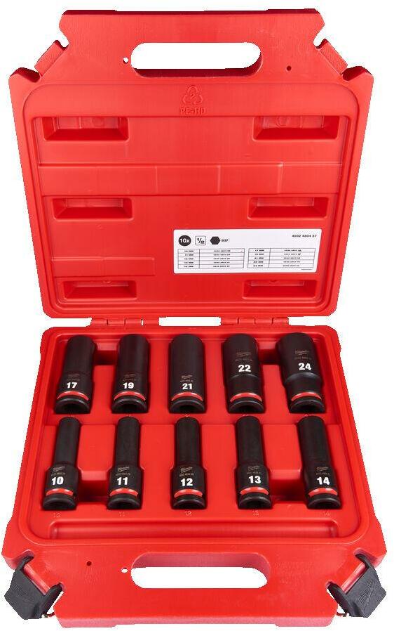 MILWAUKEE 4932480457 SHOCKWAVE IMPACT DUTY 1/2" impact socket set deep ...