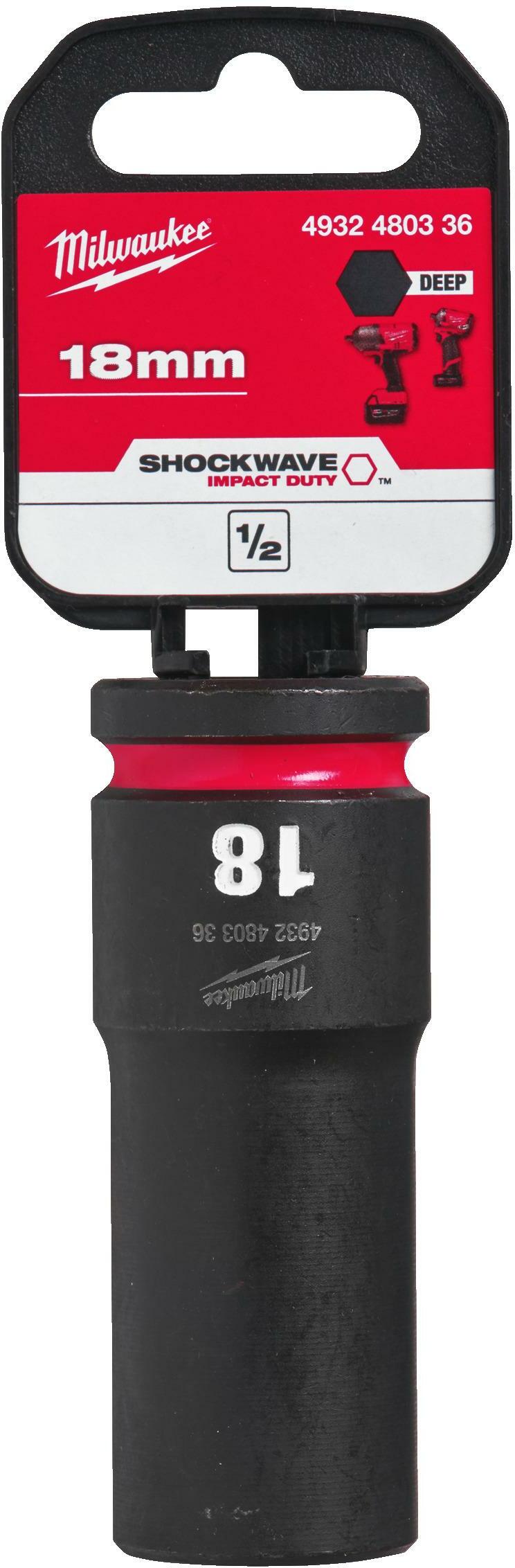 MILWAUKEE 4932480336 SHOCKWAVE IMPACT DUTY 1/2" slagvaste dop diep 18 ...