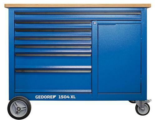 GEDORE 1504 XL-S-198 AGRAR mobile workbench blue with 7 drawers filled ...