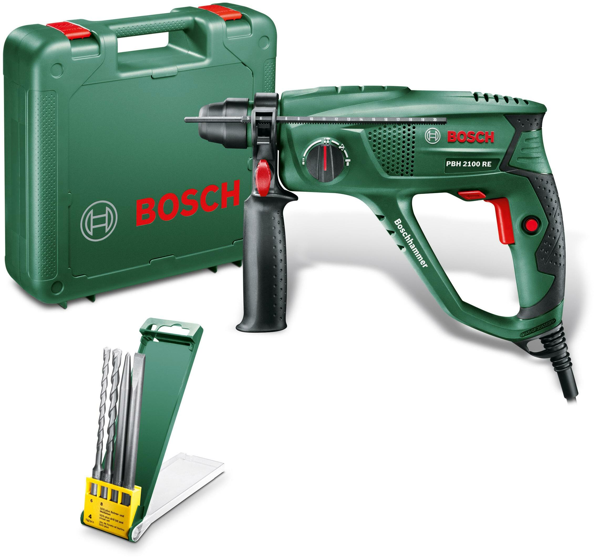 BOSCH PBH 2100 RE rotary hammer 550W + PromoLine SDS Plus S2 drill set ...
