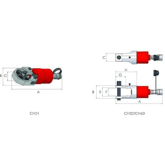 HI-FORCE CH40 pneumatic cable crimping tool with 42 mm C-head and die ...