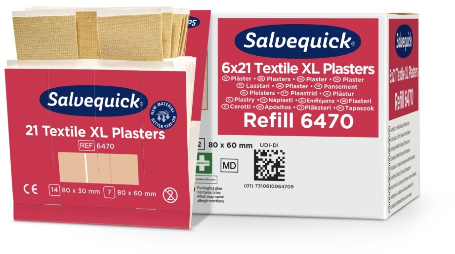 SALVEQUICK 6470 XL textile plasters (6 x 21 pcs) | Klium
