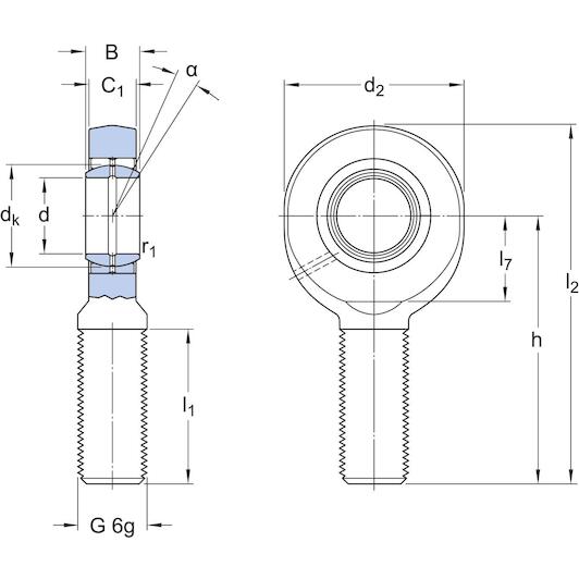 SKF SA 20 ES stangkop met buitendraad 20 mm, M 20x1.5 | Klium