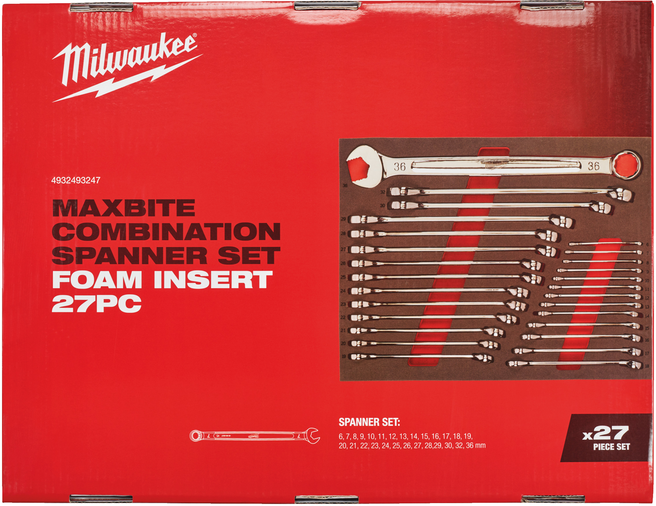 MILWAUKEE 4932493247 MAX BITE combinatiesleutelset in foam inlay 6-36mm ...