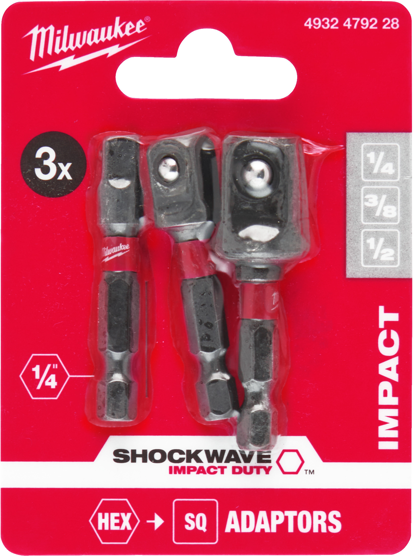 MILWAUKEE 4932479228 SHOCKWAVE Impact Duty cap adapter set 3-piece | Klium
