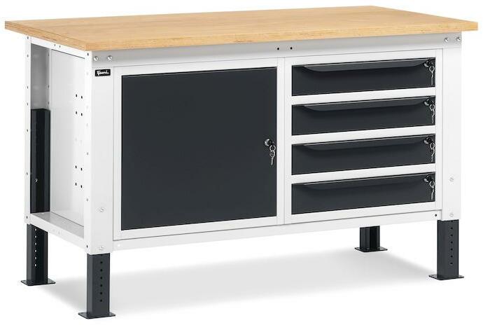 FAMI WORK UP workbench with mutiplex top 1500x750x1107 mm light grey ...