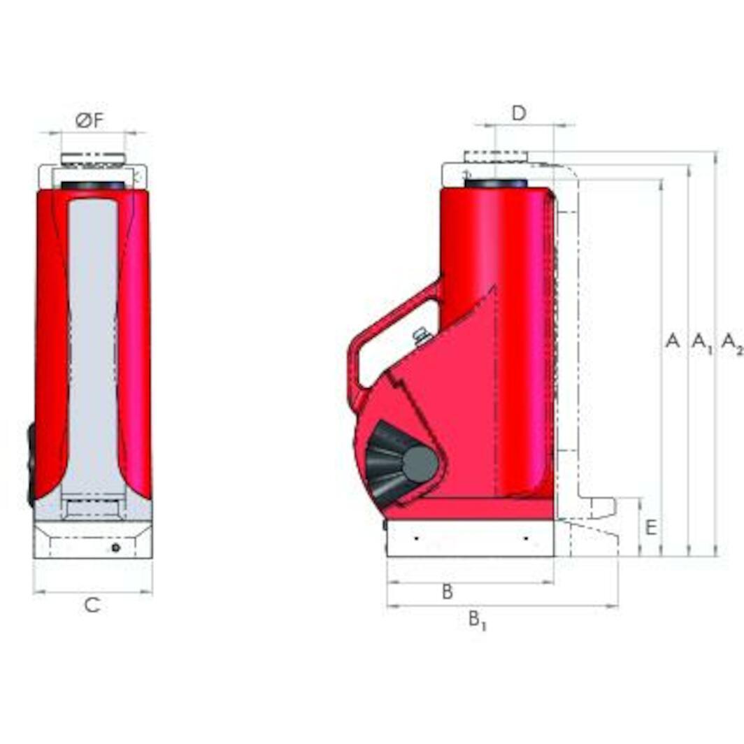 HI-FORCE JAH620SR vijzel met mechanische borgmoer, 20 ton, slaglengte ...