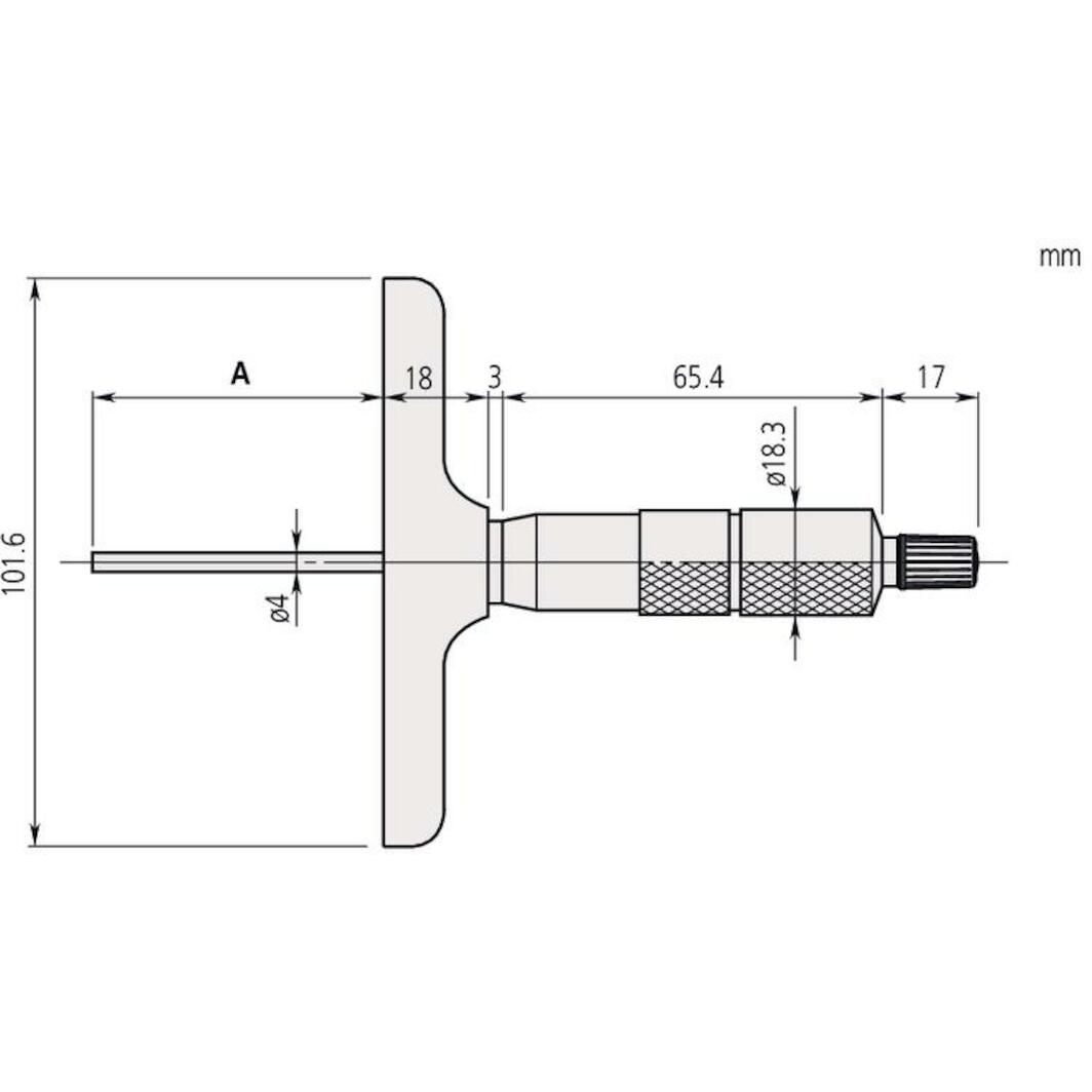 MITUTOYO 129-128 diepteschroefmaat 6" met brugstuk 2.5 x 0.63" | Klium