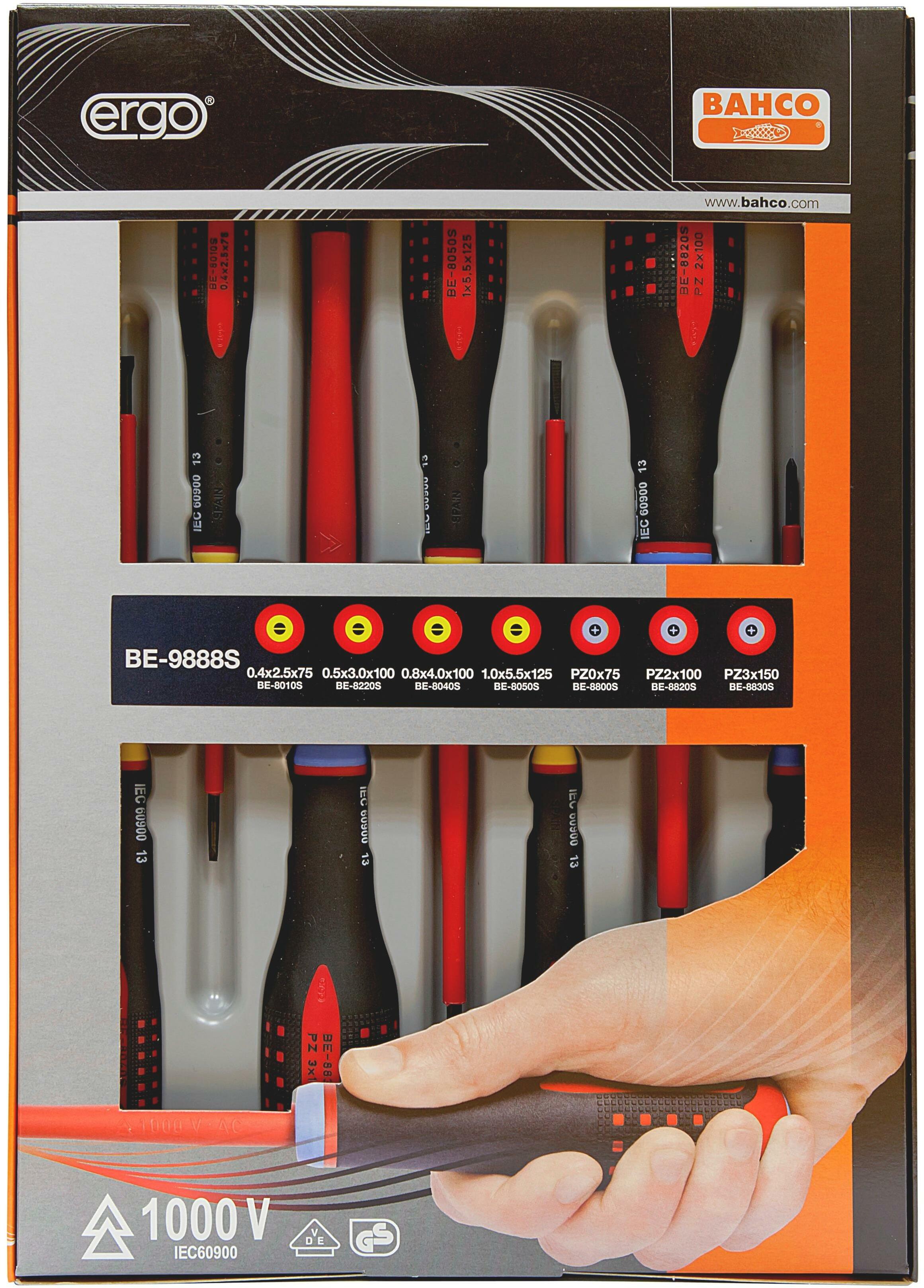 BAHCO BE-9888S ERGO schroevendraaierset VDE geisoleerd met ...