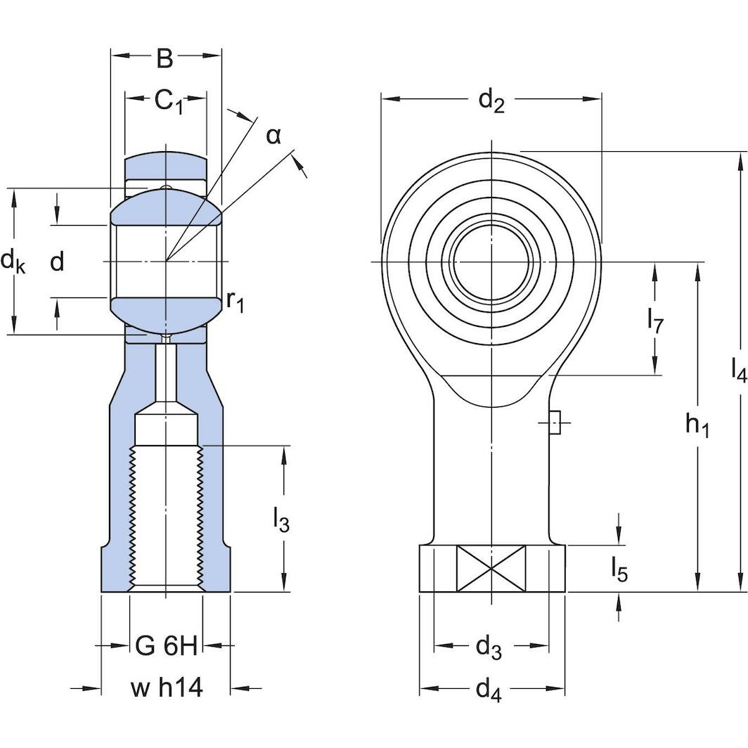 SKF SIKAC 10 M Rod head with female thread 10 mm, M 10