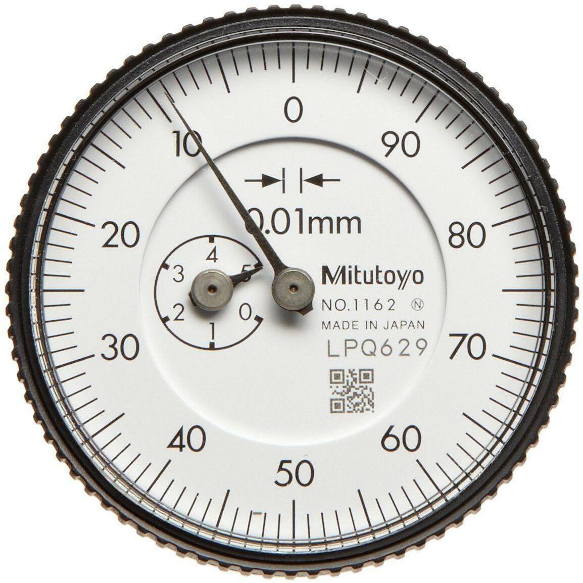 MITUTOYO 1162A dial indicator with fixture, ISO version, backwards design, inverted dial, 5mm, 0 ...