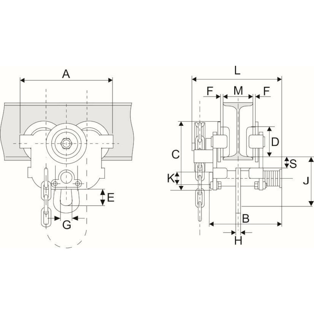 REMA 212BF handmechanische loopkat 500 kg (215-300 mm) - 0925102 | Klium