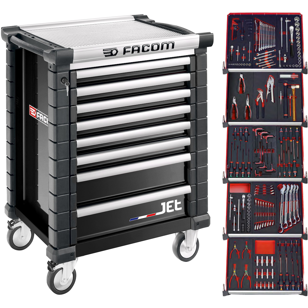 FACOM JETCMM175GBNL tool trolley black with 8 drawers (5 filled with ...