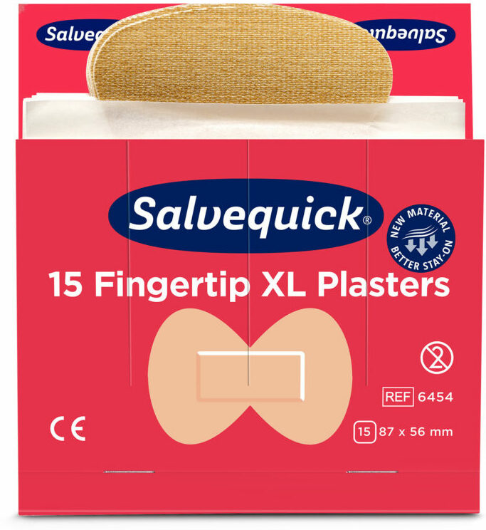 SALVEQUICK 6454 extra-large fingertip plasters, textile (6 x 15 pcs ...