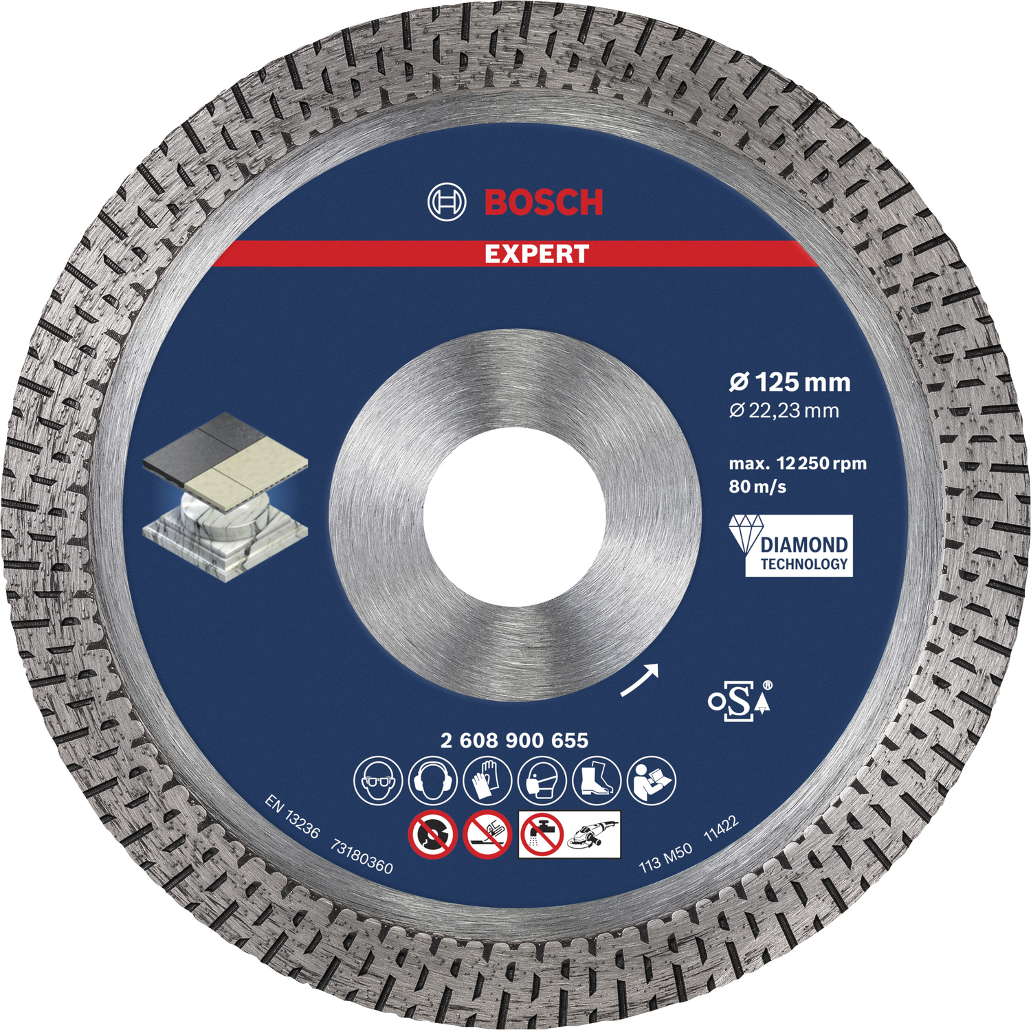 BOSCH 2608900655 EXPERT HardCeramic diamond cutting disc 125 x 22.23 x ...