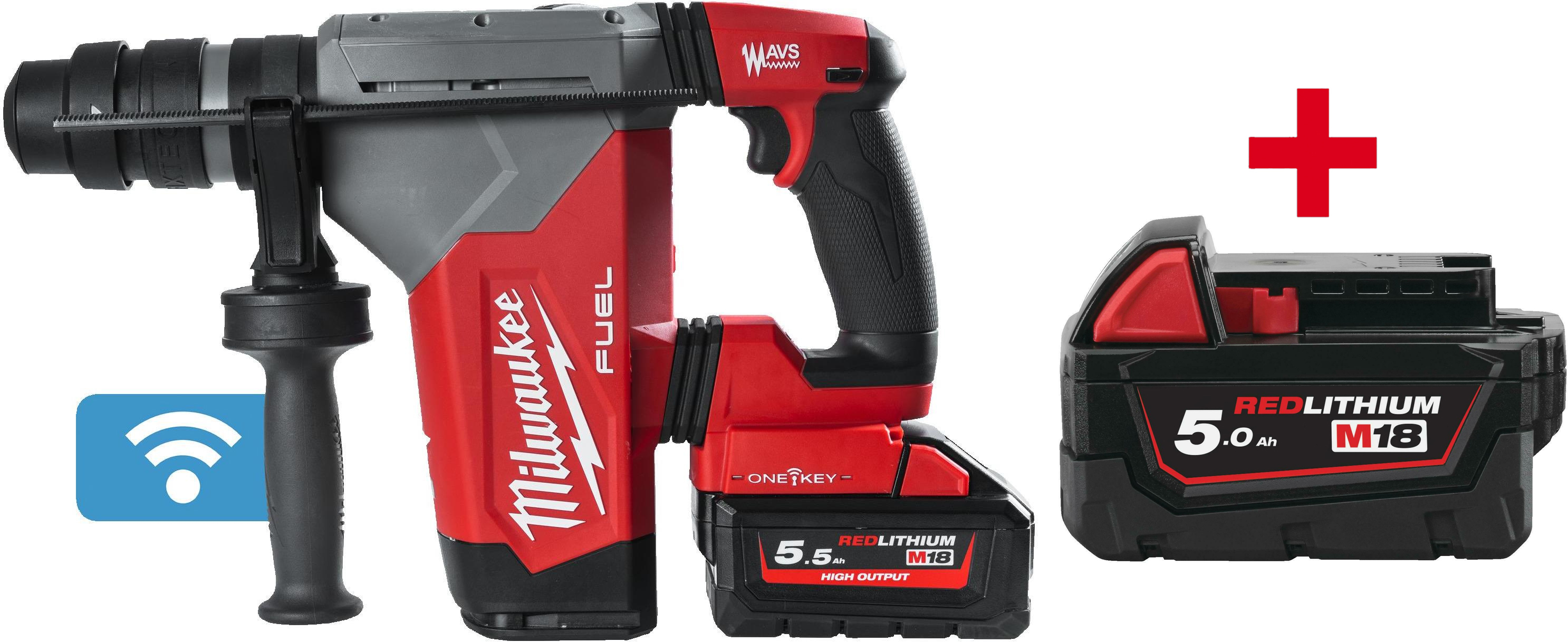 MILWAUKEE M18 ONEFHPX-552X FUEL ONE-KEY accu-combihamer SDS-plus 32 mm FIXTEC in HD Box (2x 5 ...