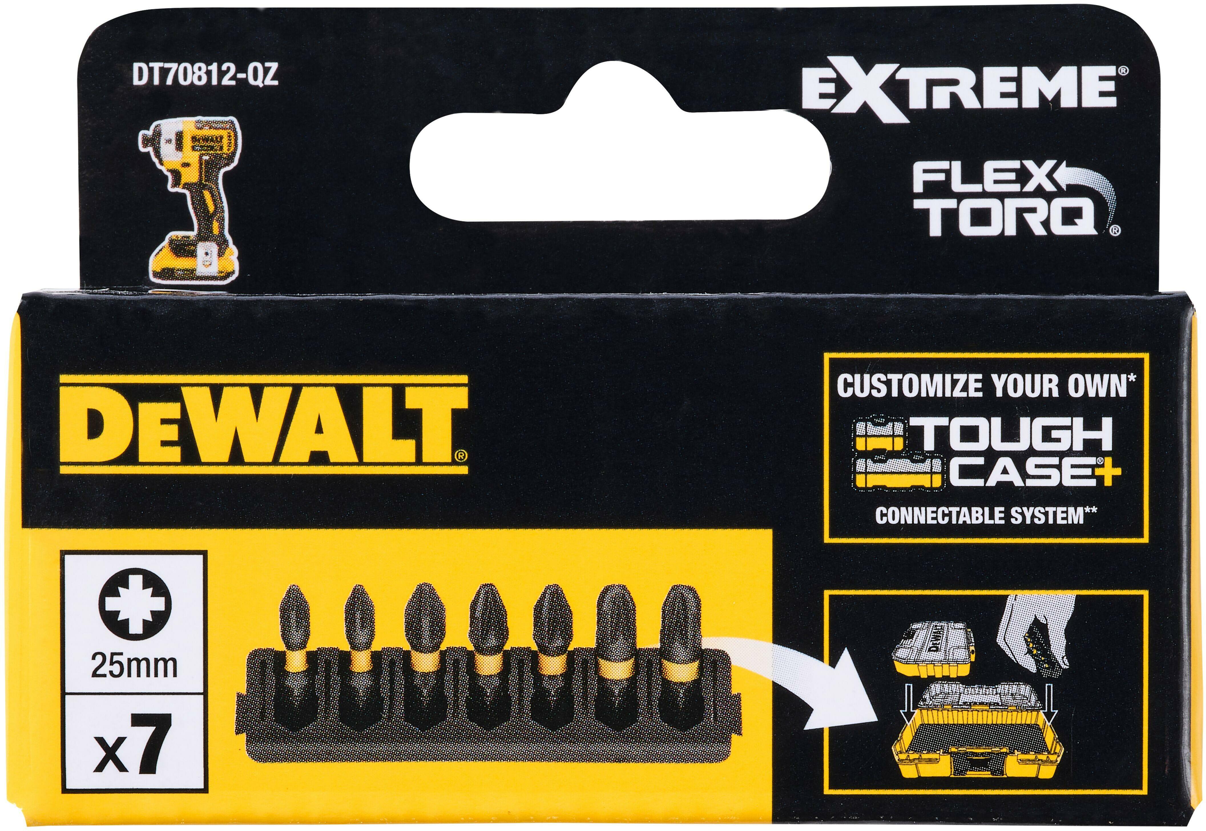 DEWALT DT70812-QZ IMPACT Torsion bitset 25mm in houder 7-delig | Klium