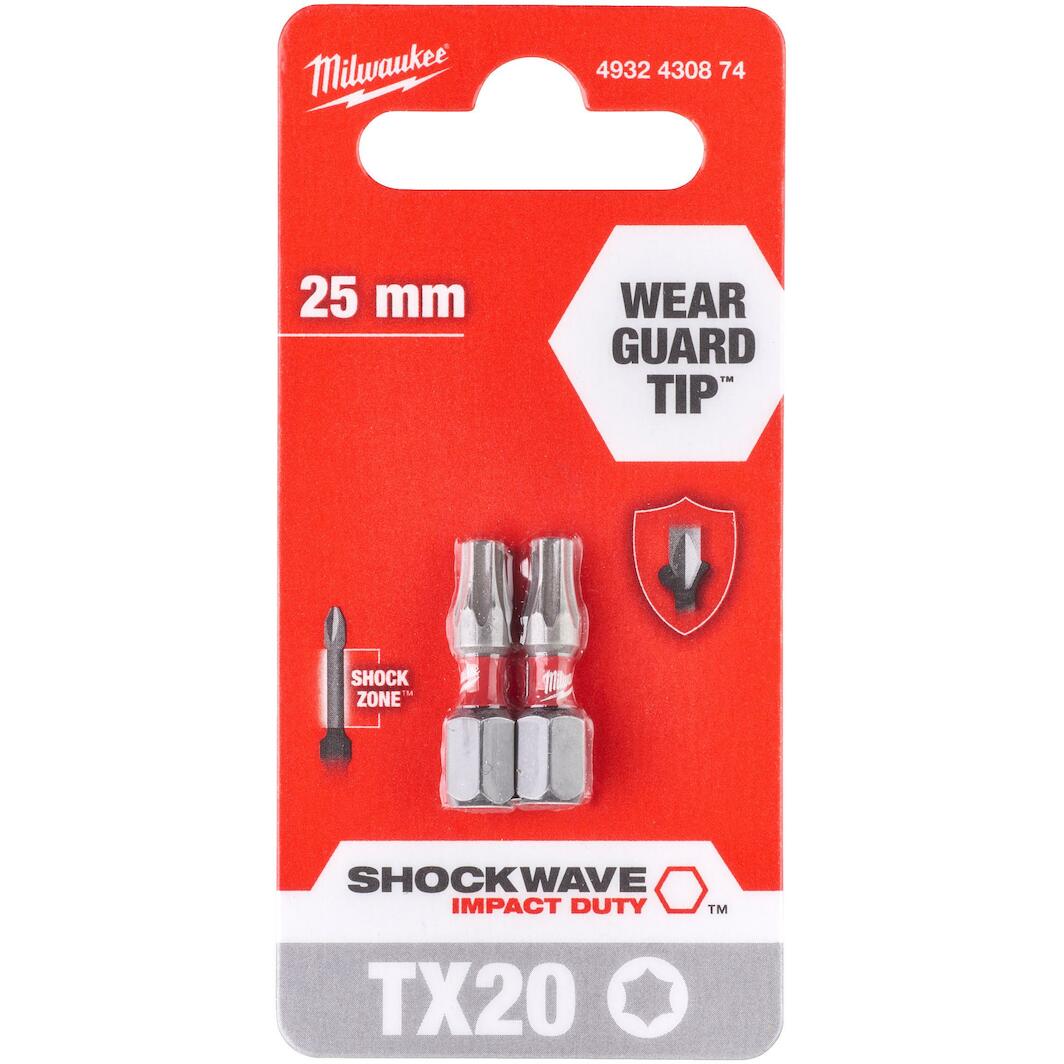 MILWAUKEE 4932430874 SHOCKWAVE IMPACT DUTY schroefbit TX20x25mm (2 st ...