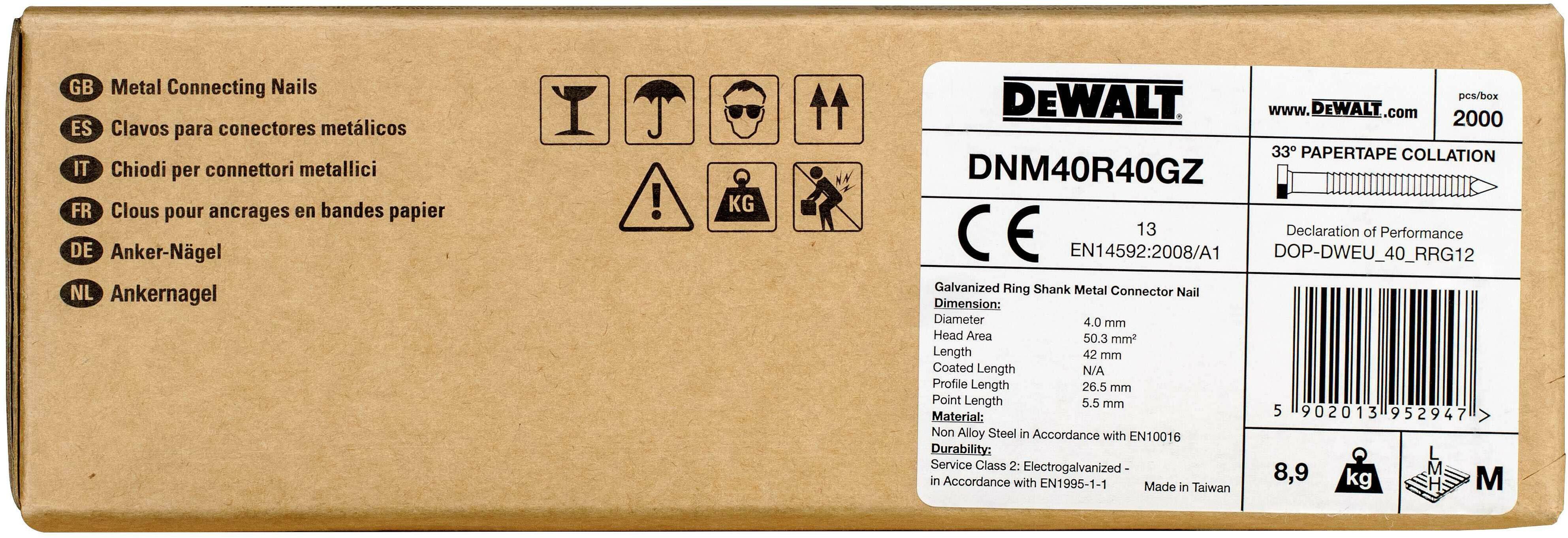 DEWALT DNM40R40GZ BAT anchor nails 4.04-40 ringed galvanised 2m (2000 ...