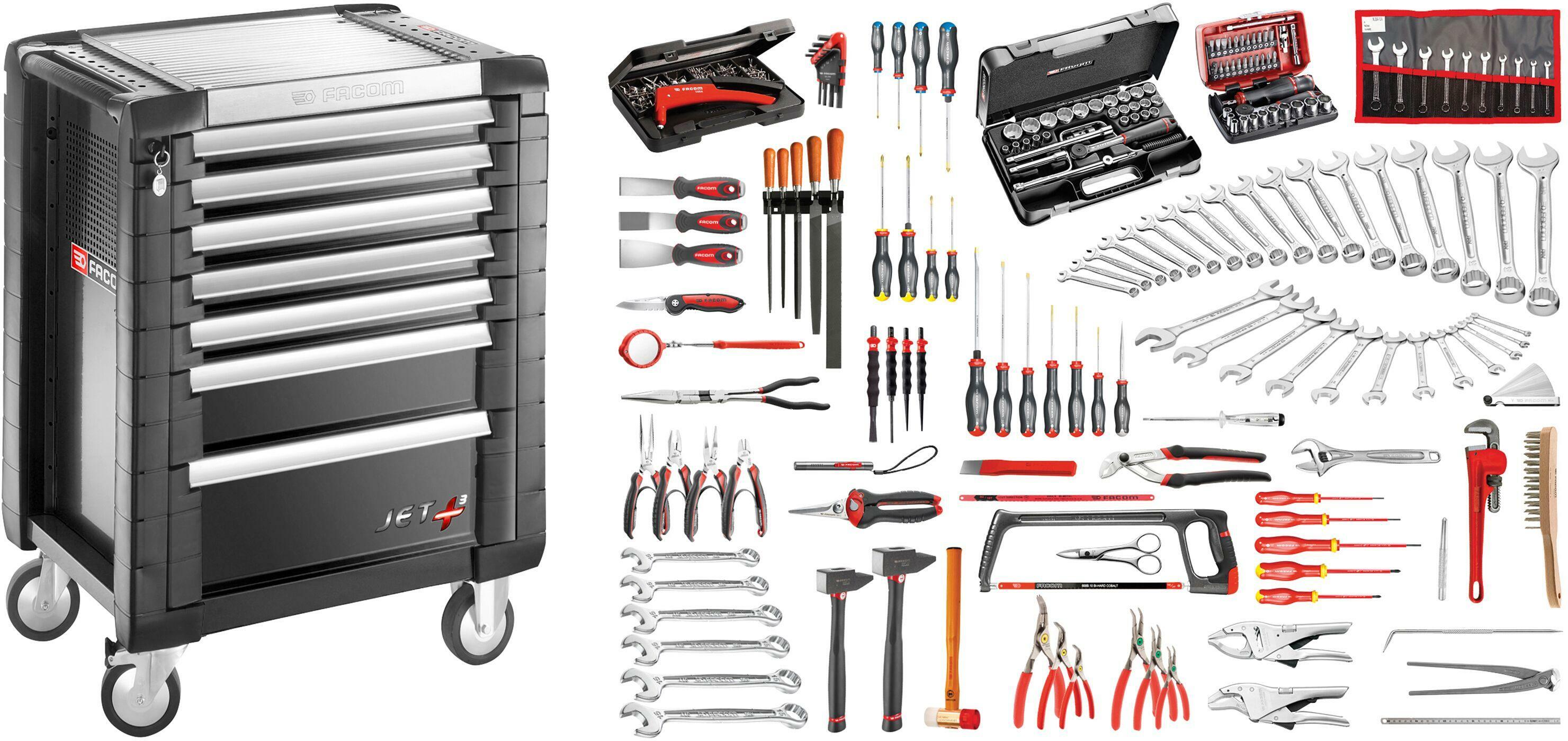 FACOM JET7.M140A gereedschapswagen zwart met 7 laden gevuld 200-delig ...