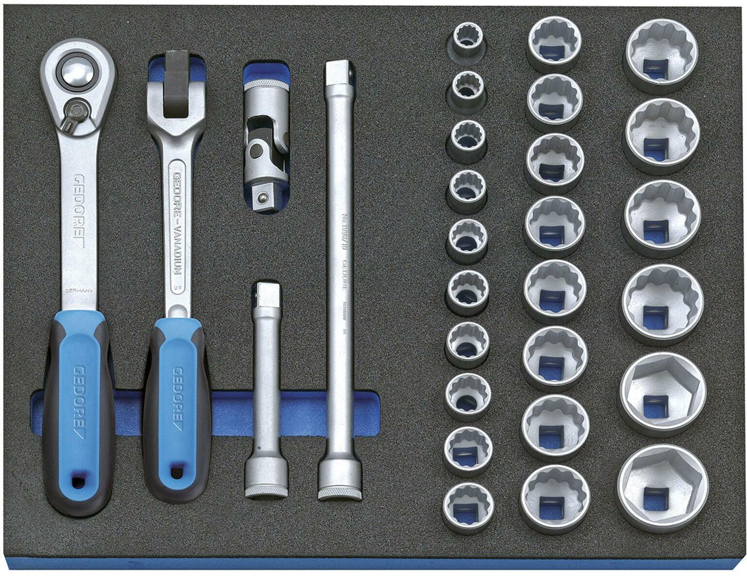 GEDORE 2005 CT2-D 19 dopsleutel-set 1/2" in 2/4 CT module 29-delig ...