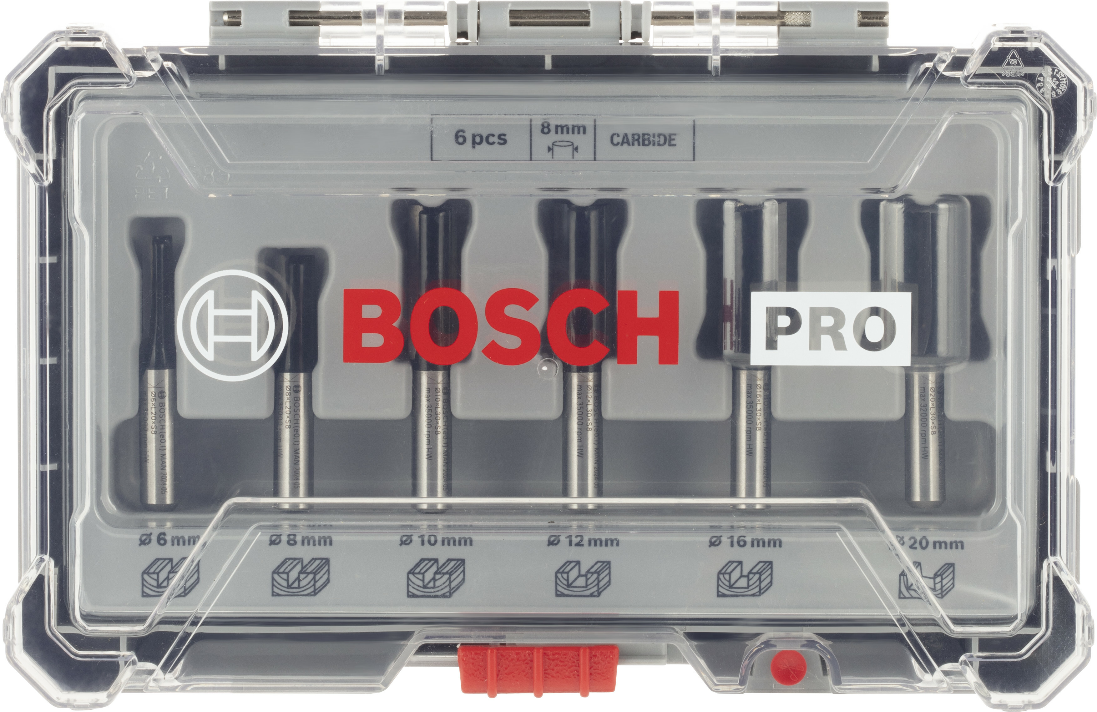BOSCH 2607017466 vingerfrezenset met een schacht van 8 mm 6-delig | Klium