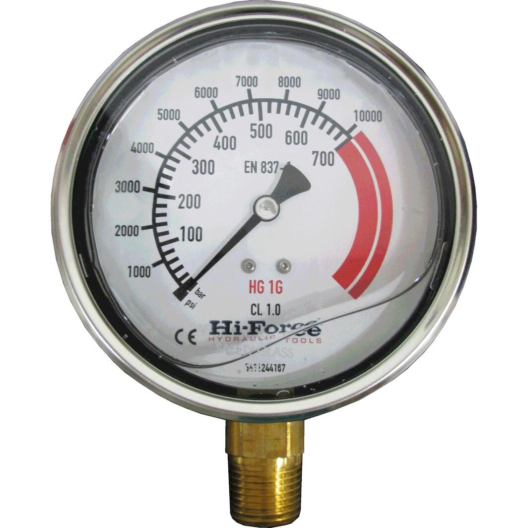 HI-FORCE HG1G manometer 100 mm, glycerine, 0-700 bar / 0-10000 PSI ...