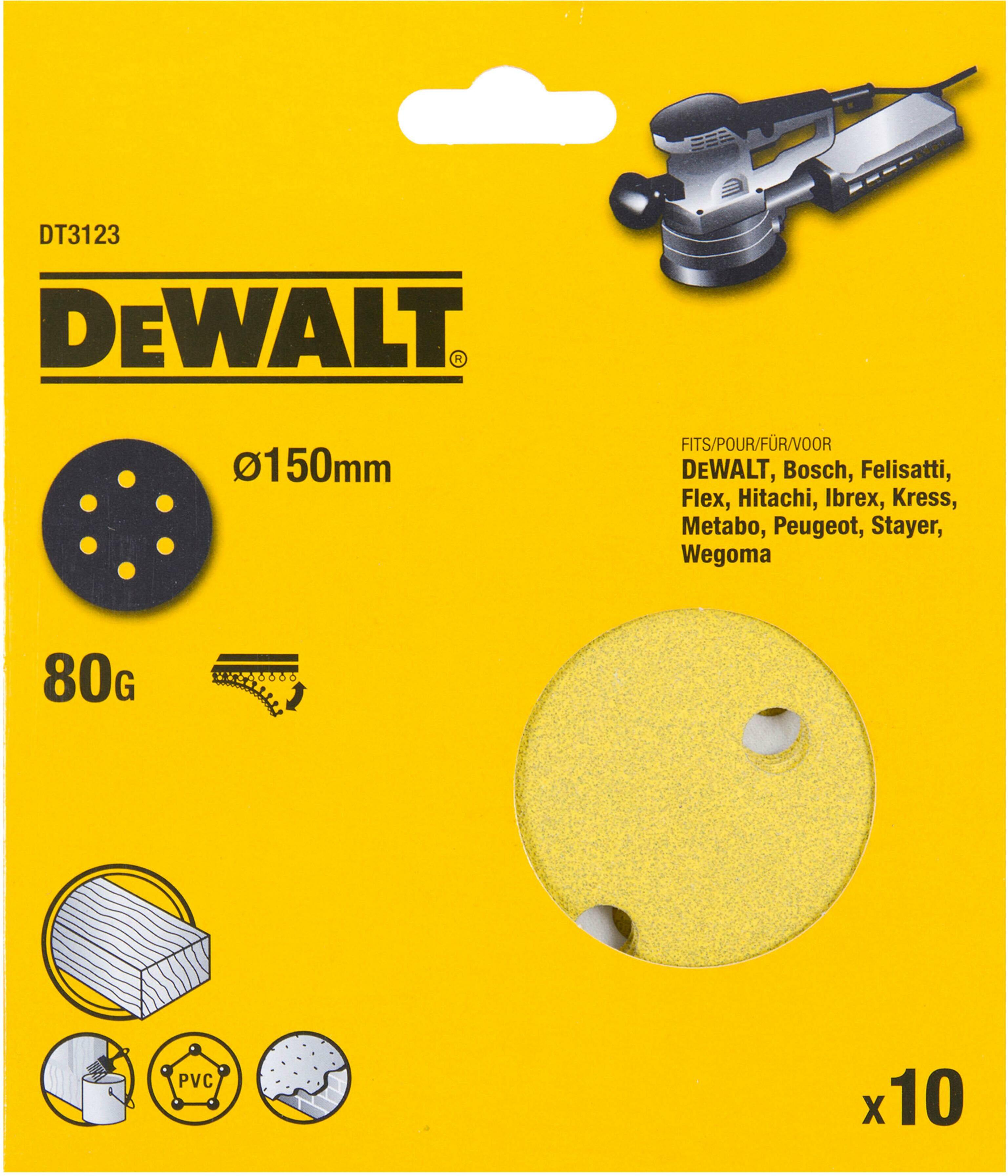 DEWALT DT3123-QZ schuurschijf Ø150mm 6 gaten (DW443/D26410) korrel 80 ...