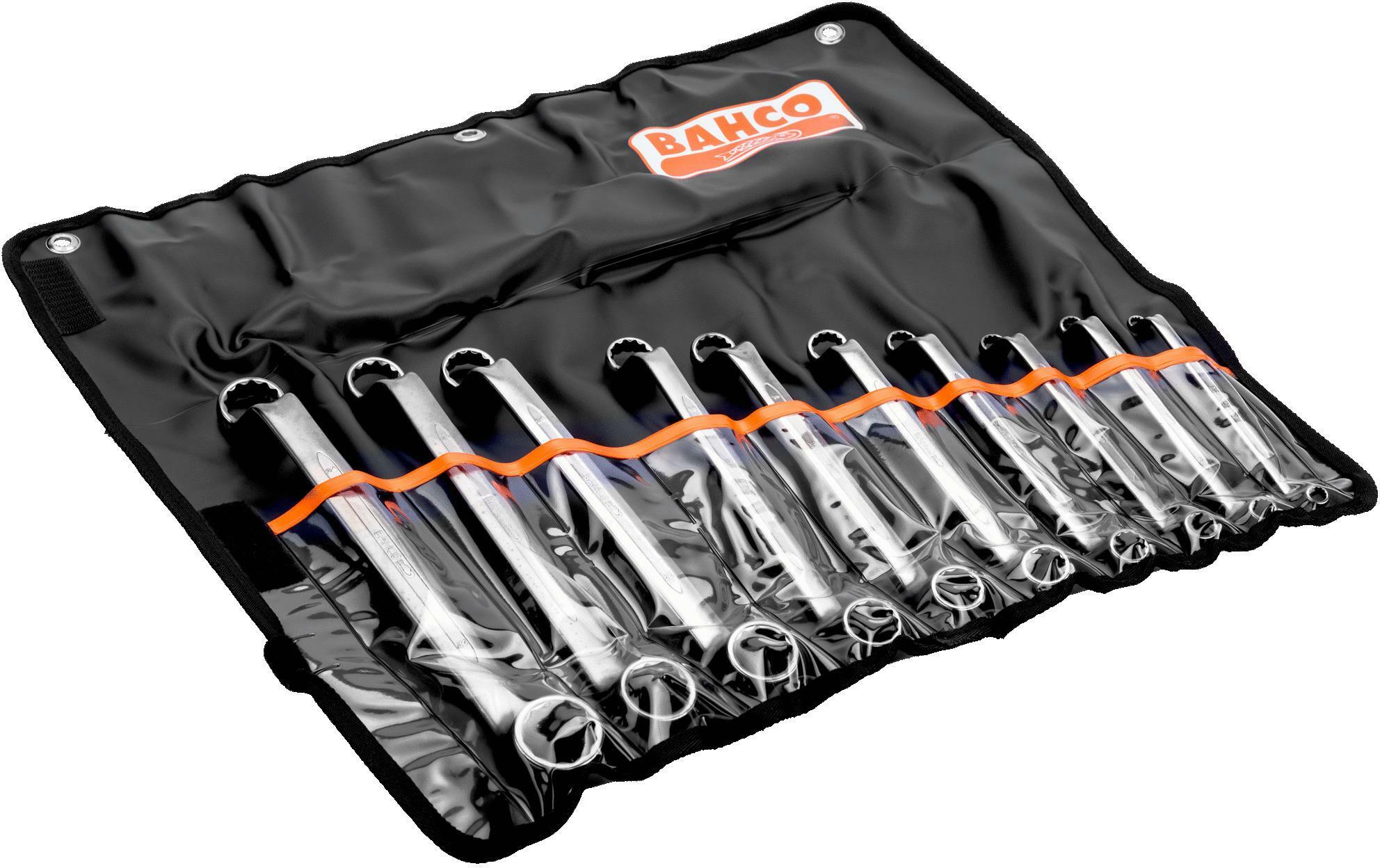 BAHCO 2M/10T ring spanner set deep pierced chrome plated metric in case ...