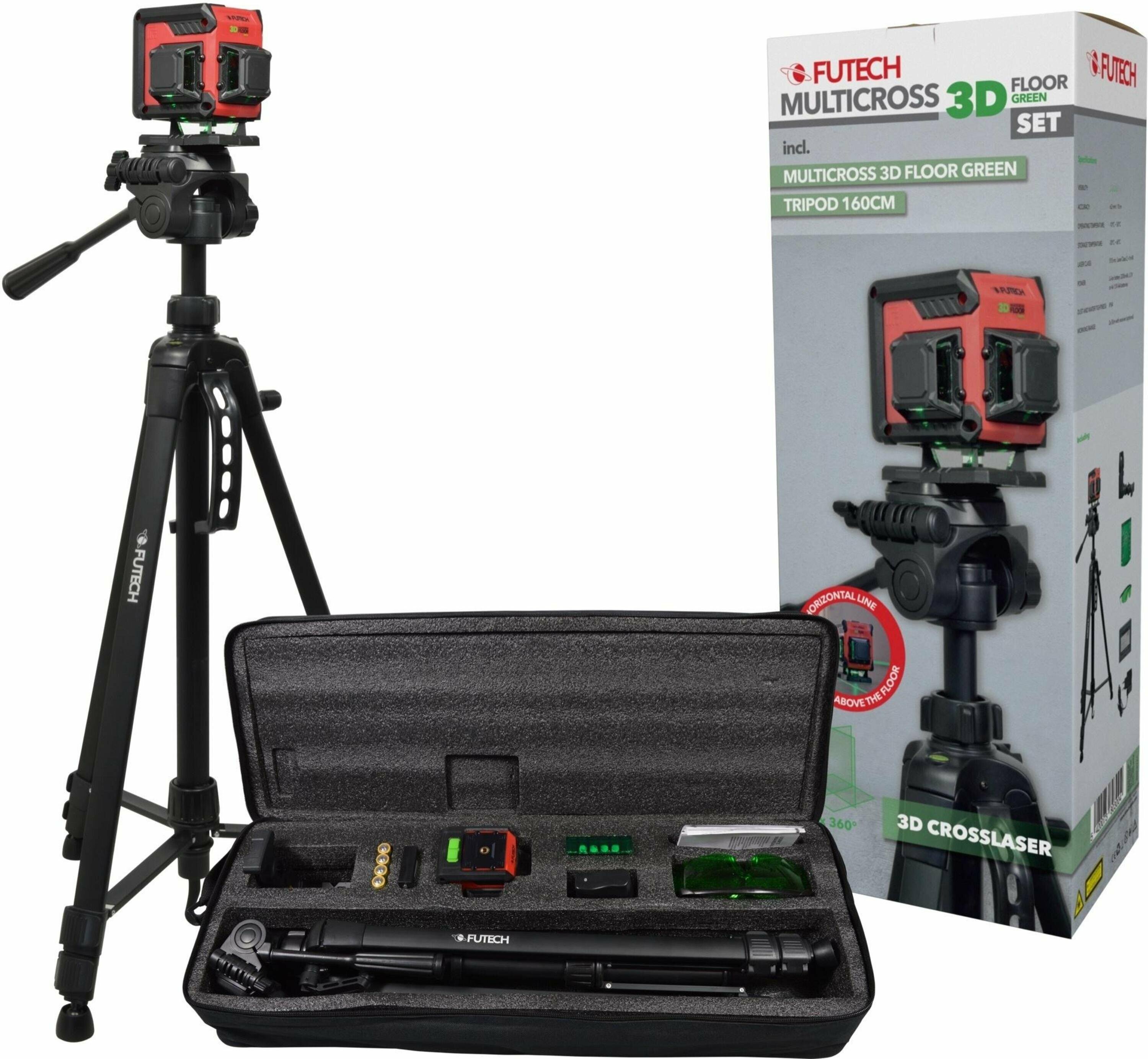 FUTECH MULTICROSS 3D FLOOR cross line laser green + tripod 160cm - 028 ...