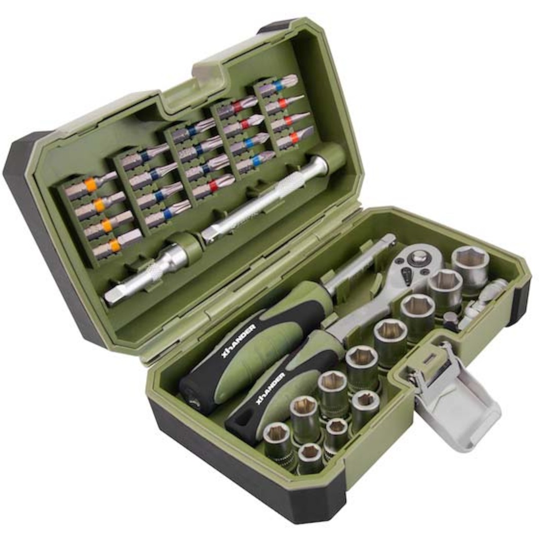 XHANDER 68911907 bit- en doppenset met ratel in koffer 1/4" 37-delig ...