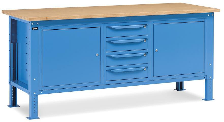 FAMI WORK UP workbench with mutiplex top 2000x750x1107 mm blue RAL 5012 ...