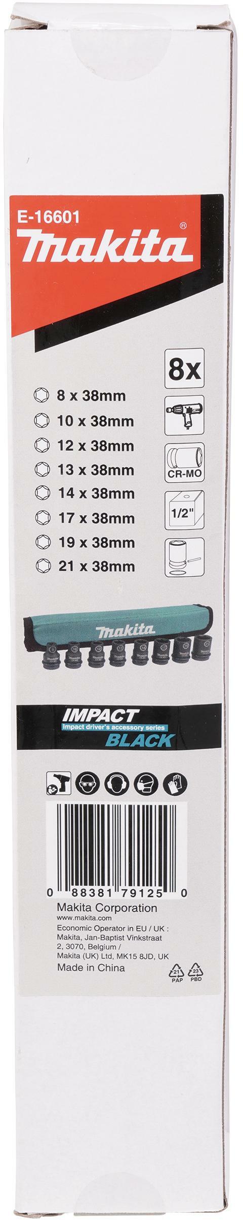 MAKITA E-16601 krachtdoppenset 1/2" (8 st.) | Klium