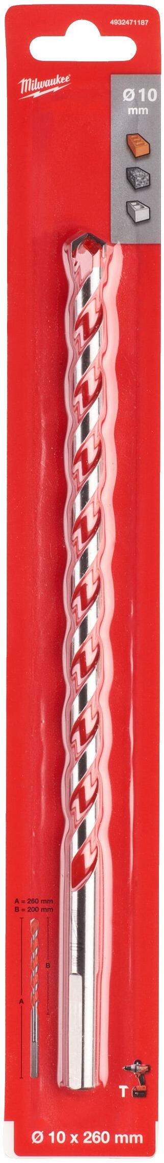 MILWAUKEE 4932471187 Premium betonboor 3 vlakke schacht HDB 10x260mm | Klium